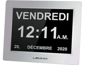 Horloge calendrier avec date jour et heure en français
